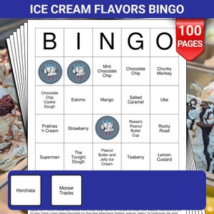 Ice Cream Flavors Bingo Cards - 100 Pages to Download and Print - Etsy