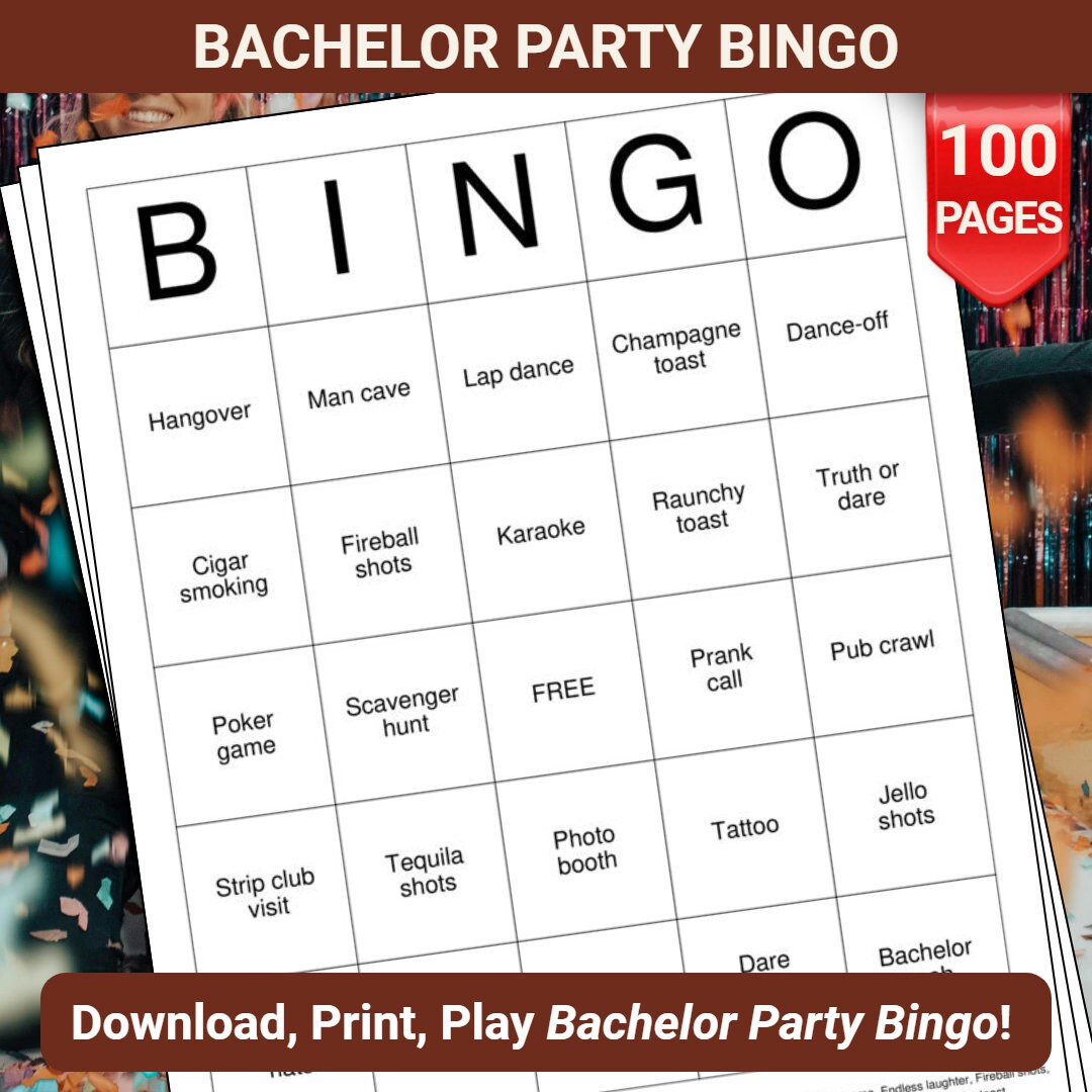 Bachelor Party Bingo Cards - 100 Pages to Download and Print - Etsy