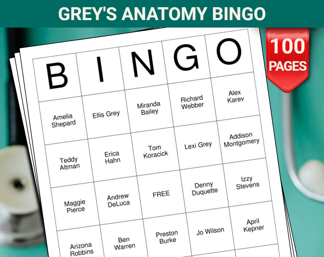 Grey's Anatomy Bingo Cards 100 Pages to Download and Print - Etsy