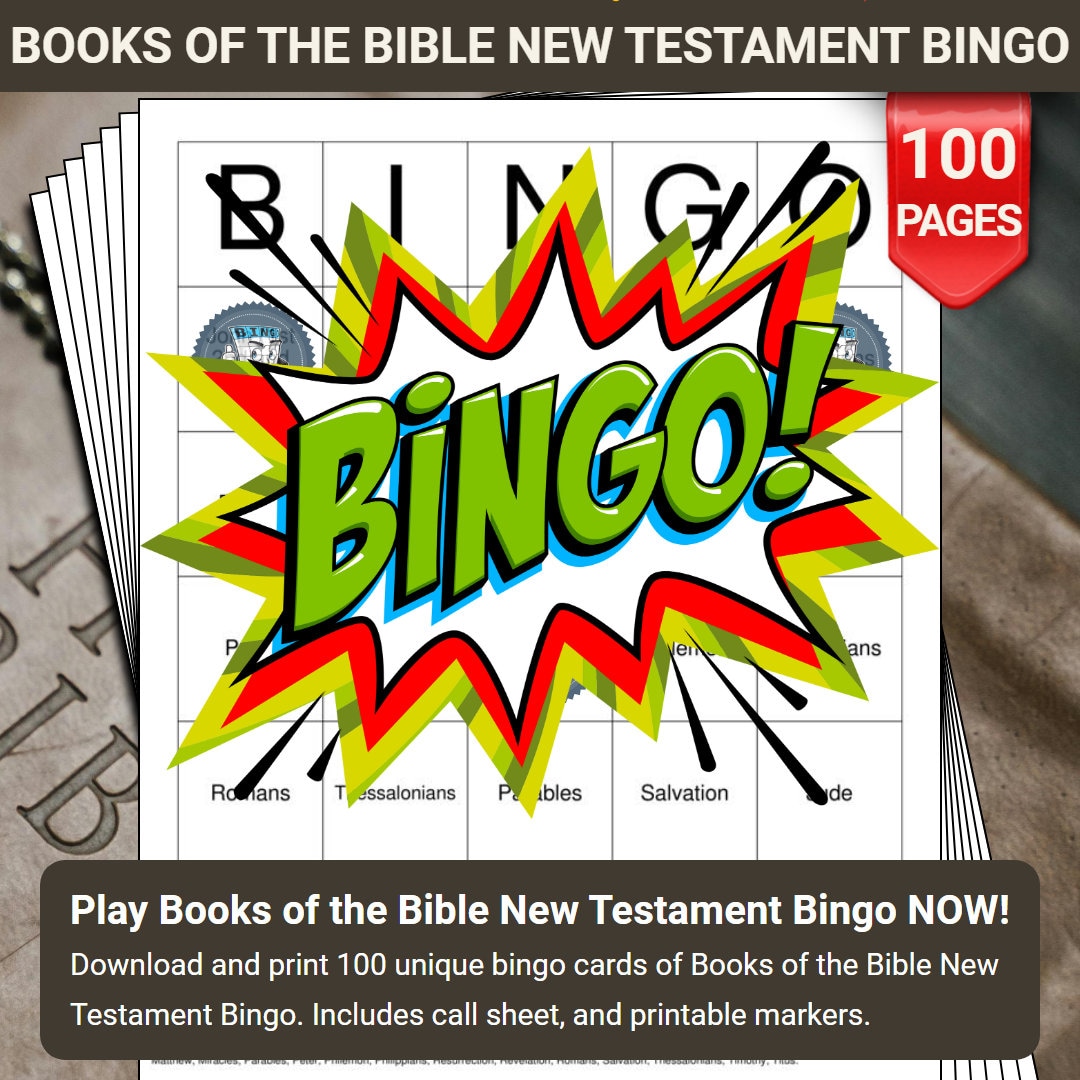 Books of the Bible New Testament Bingo Cards - 100 Pages to Download ...