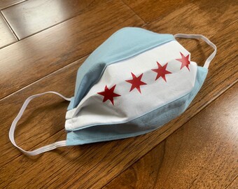 Chicago Flag Fabric Face Mask - Etsy