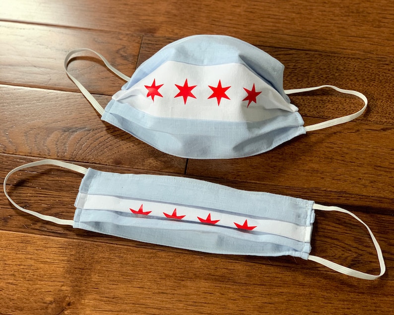 Chicago Flag Reusable Pleated Face Mask - Etsy