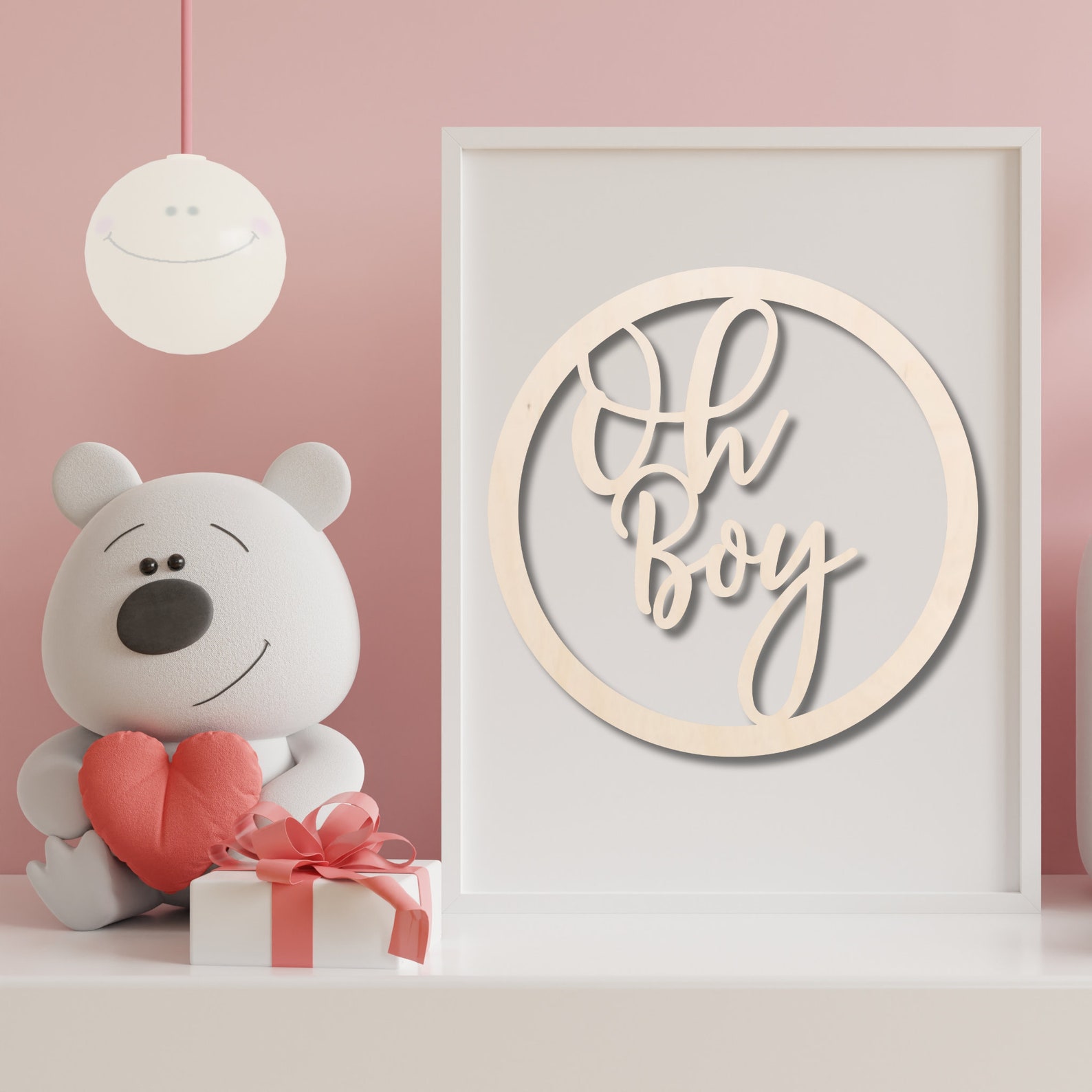 Oh Boy Round Wooden Sign, Great for Nursery Rooms, Baby Shower and More ...