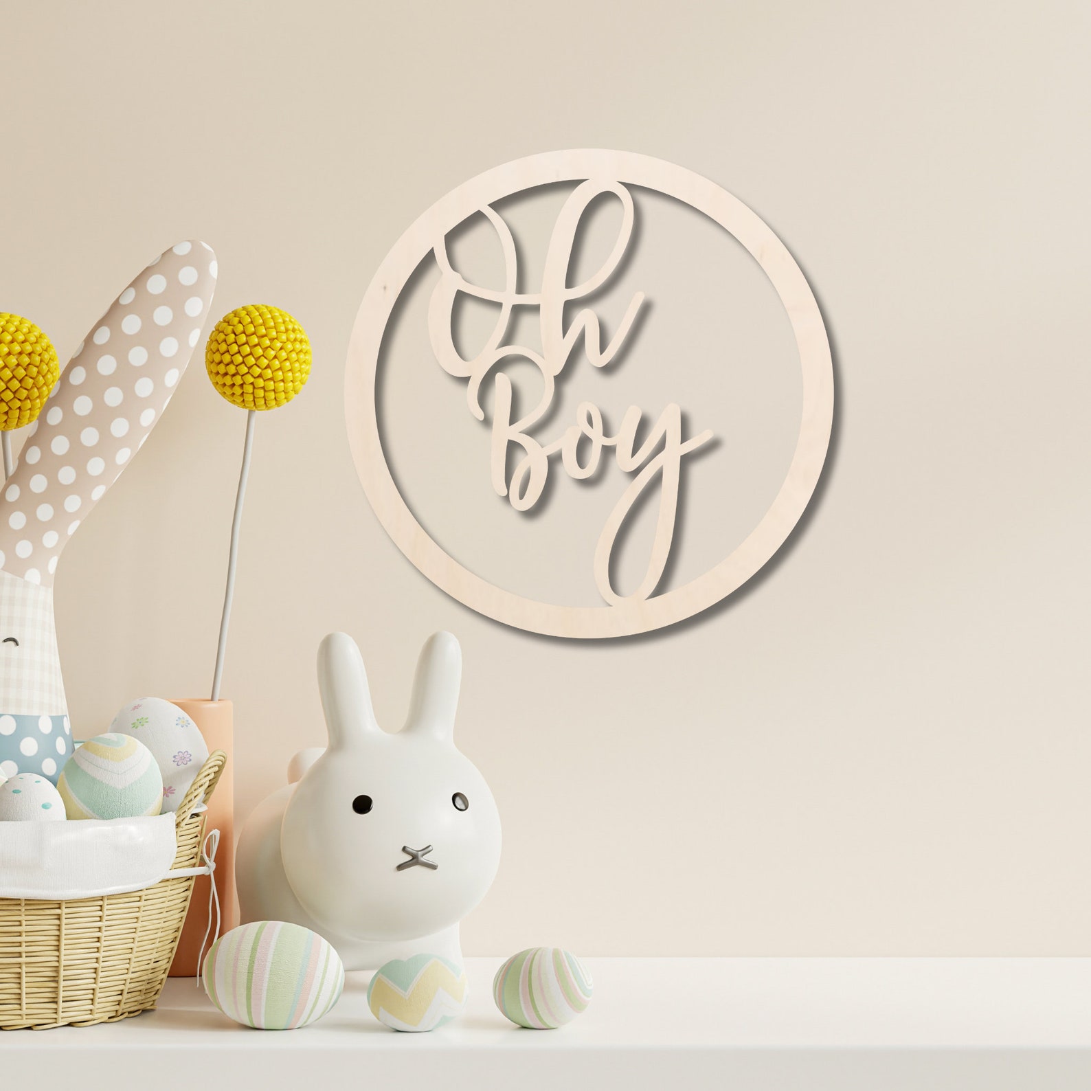 Oh Boy Round Wooden Sign, Great for Nursery Rooms, Baby Shower and More ...