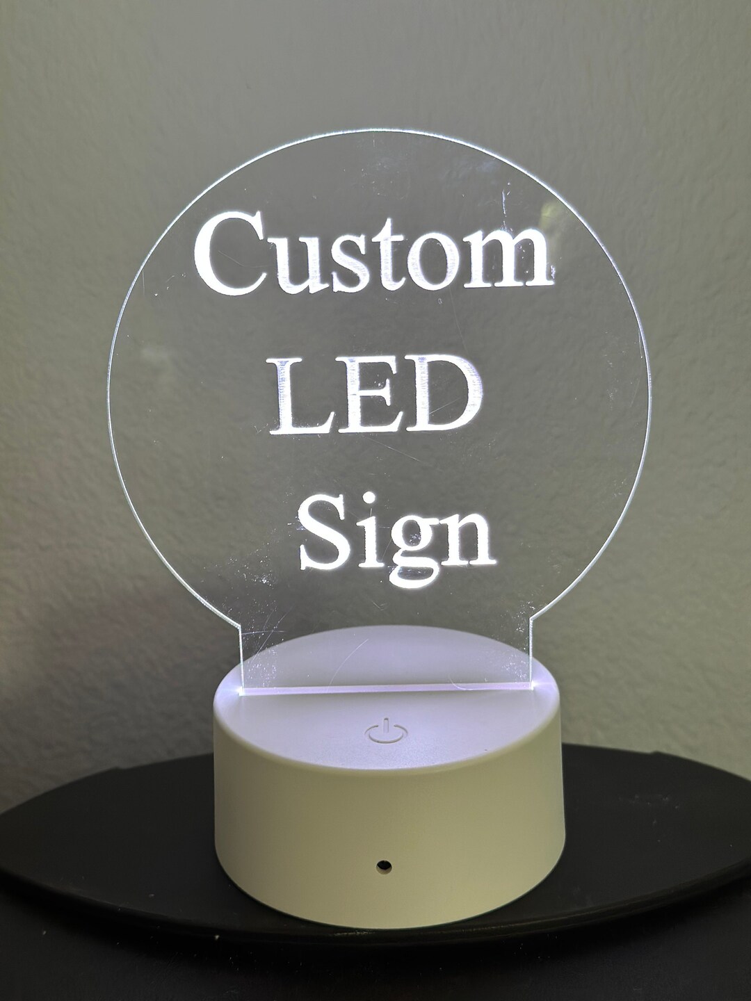 Custom LED Acrylic Table Sign: Engraved Logo, Remote Control, 6" Round ...
