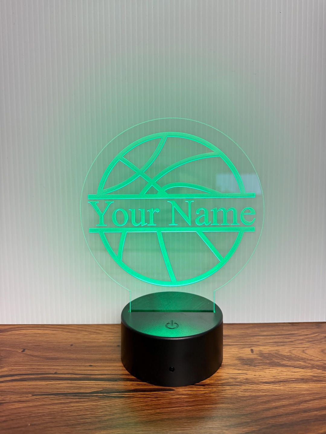 Personalized Basketball Acrylic LED Lamp. Wireless Remote, Battery ...