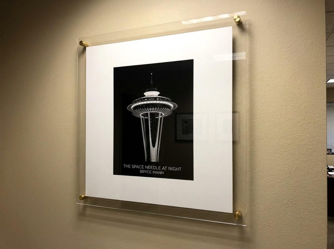 Clear Acrylic Floating Frame, Straight Corners: Artwork, Photo, Diploma ...