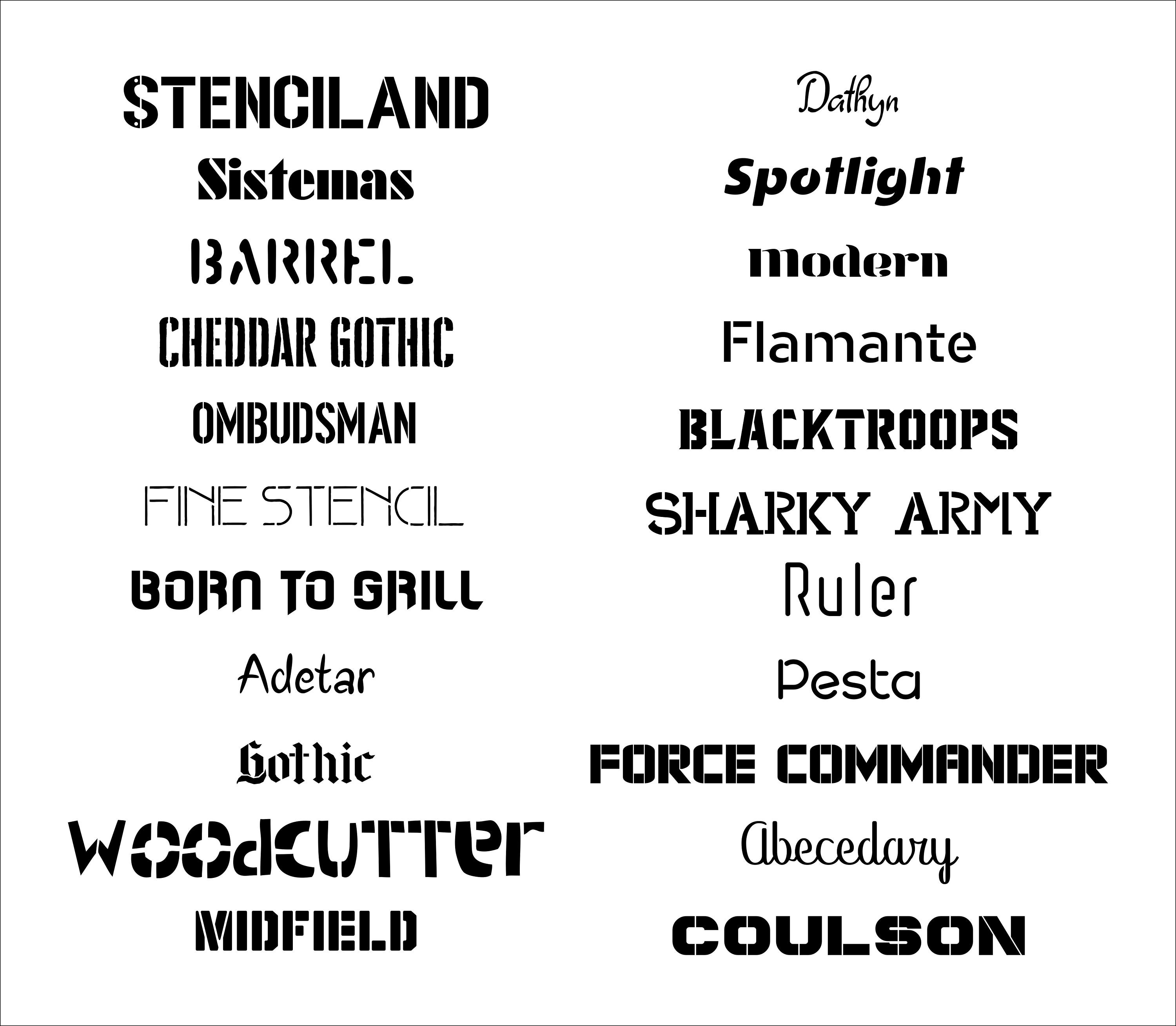 Stencil Full Alphabet - Individual Sheet per Letter - Over 20 Fonts to ...