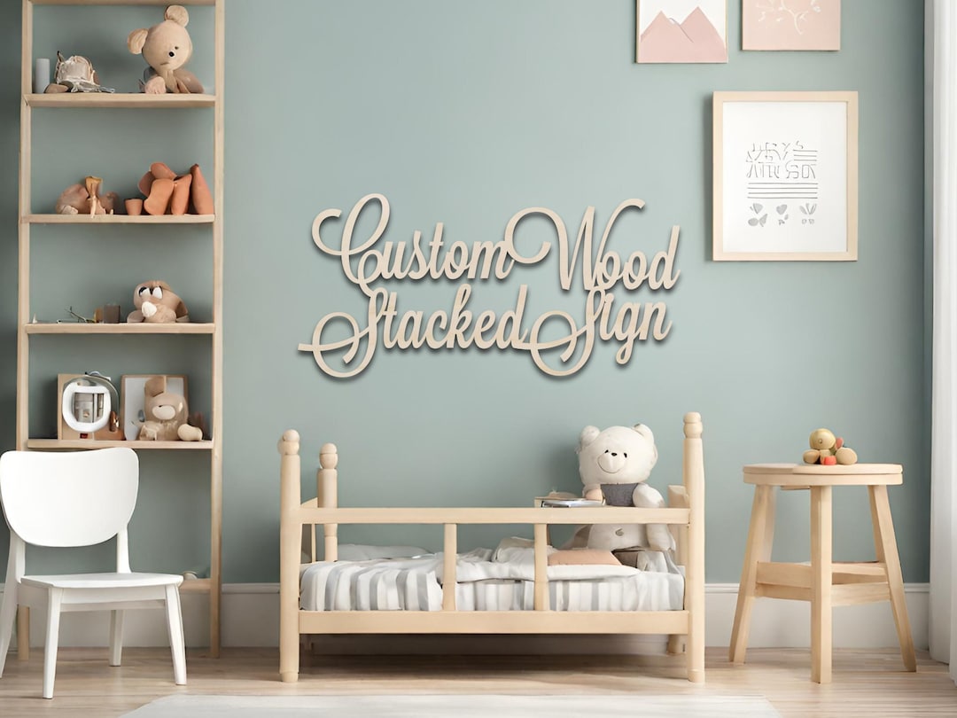 Custom Wood Stacked Name Sign: Birch Plywood, Choose Your Font - Etsy