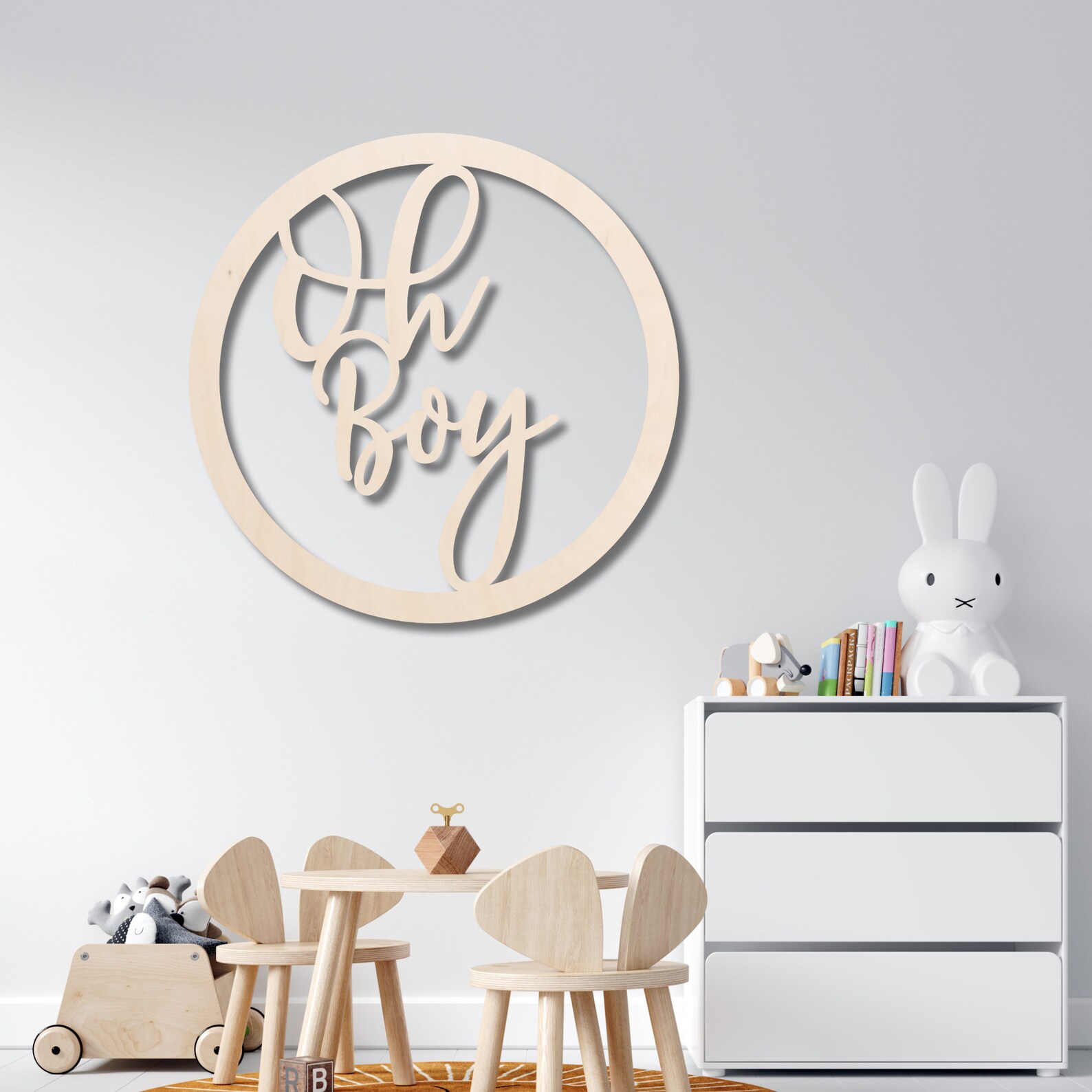 Oh Boy Round Wooden Sign, Great for Nursery Rooms, Baby Shower and More ...