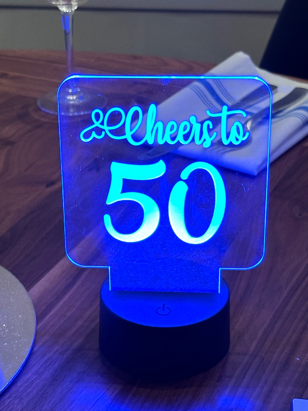 Custom LED Acrylic Table Sign, Round Corners, Your Message on 6 ...