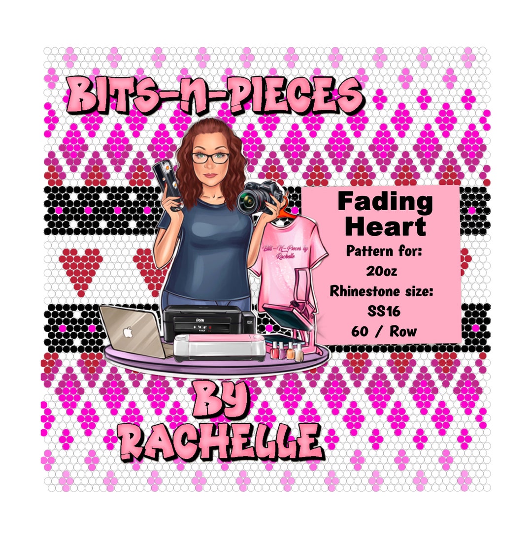 Fading Heart Digital Rhinestone Pattern - Etsy