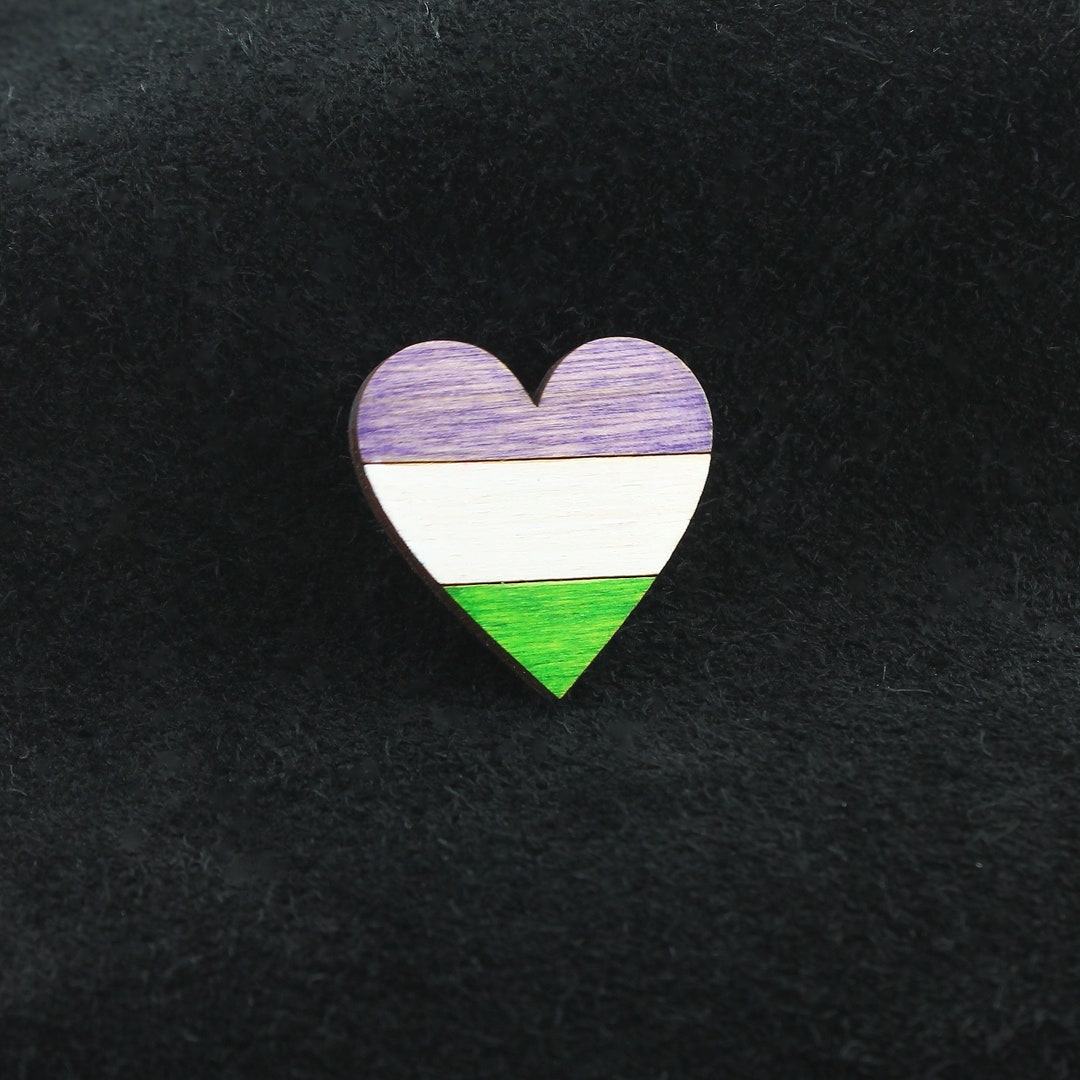 Genderqueer Button Pin Heart Pride - Etsy