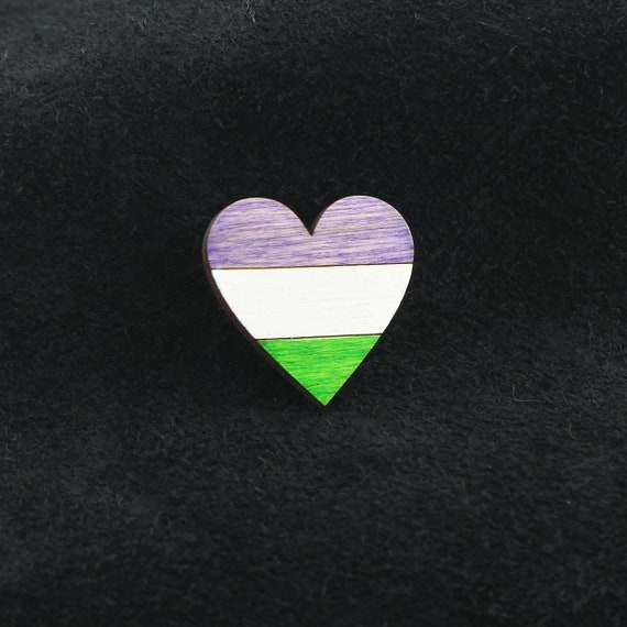 Genderqueer Button Pin Heart Pride - Etsy