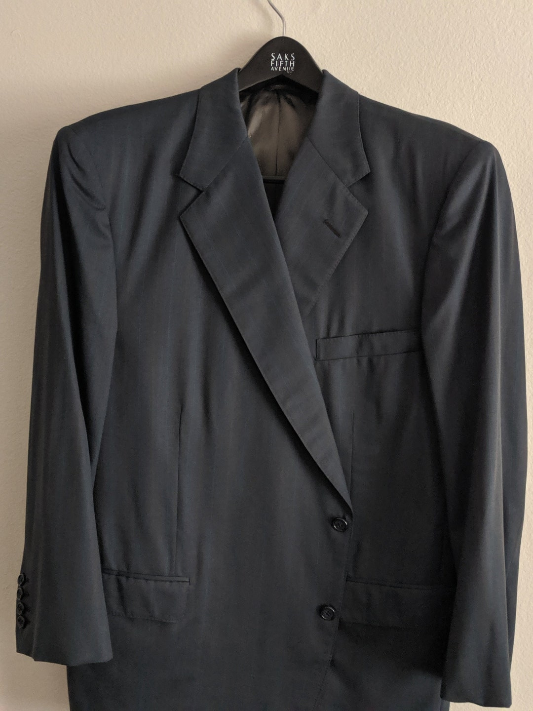 Custom Blue Suit With Blue and Beige Pinstripes S 48R - Etsy