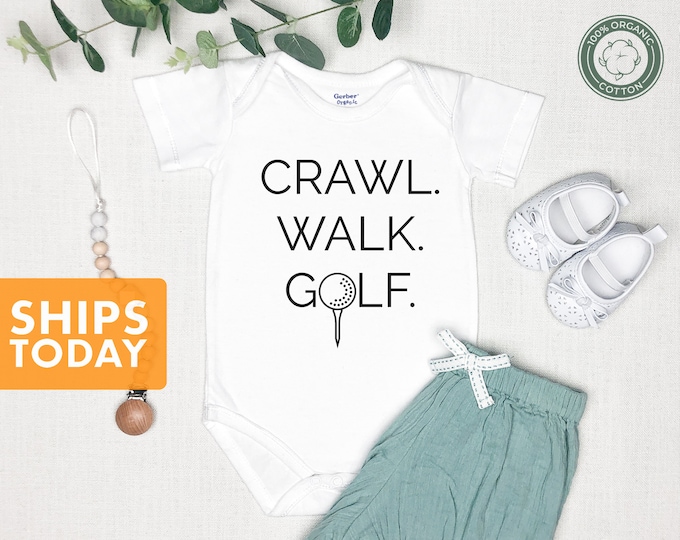 Crawl Walk Golf Baby Onesie® Golf Lover Baby Clothes Funny Baby Onesie ...