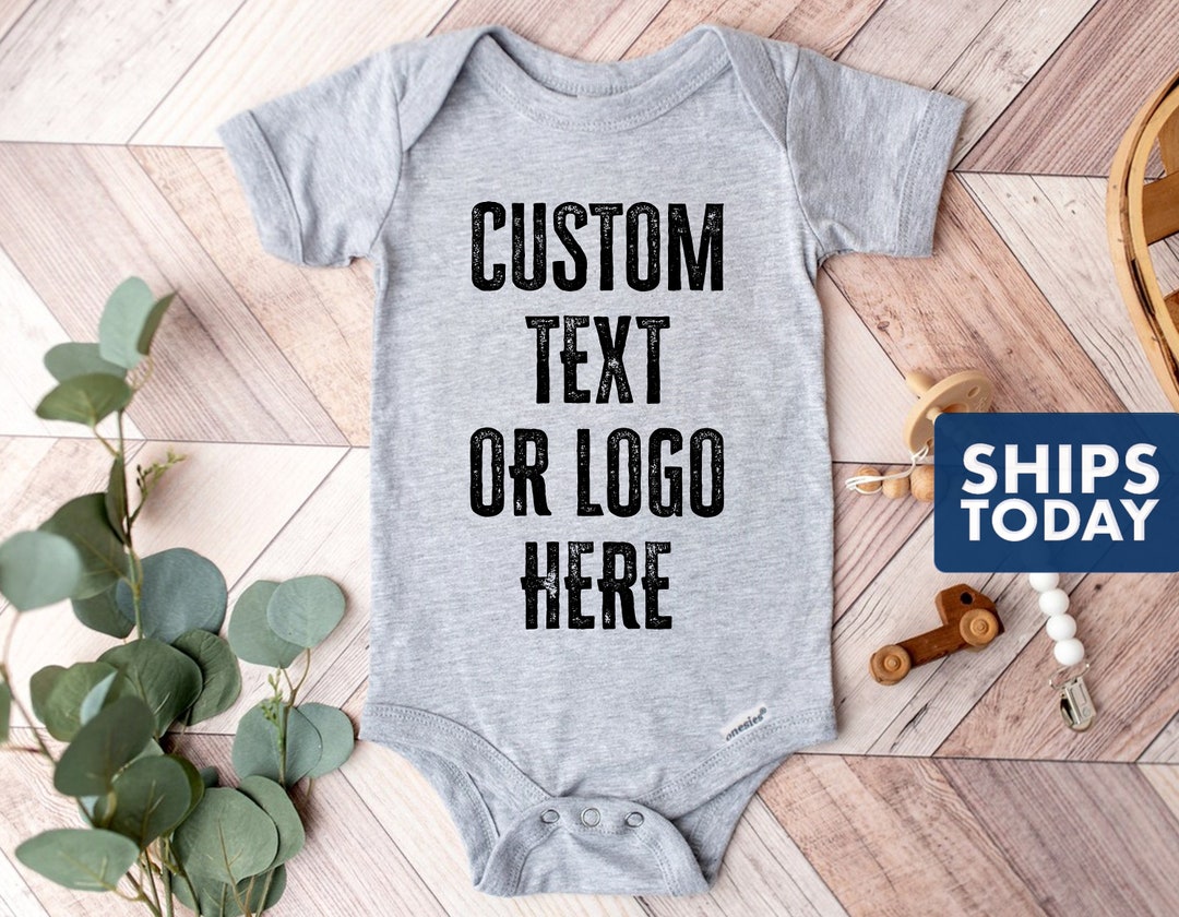 Personalized Baby Onesie: Custom Text or Logo, Heather Grey - Etsy