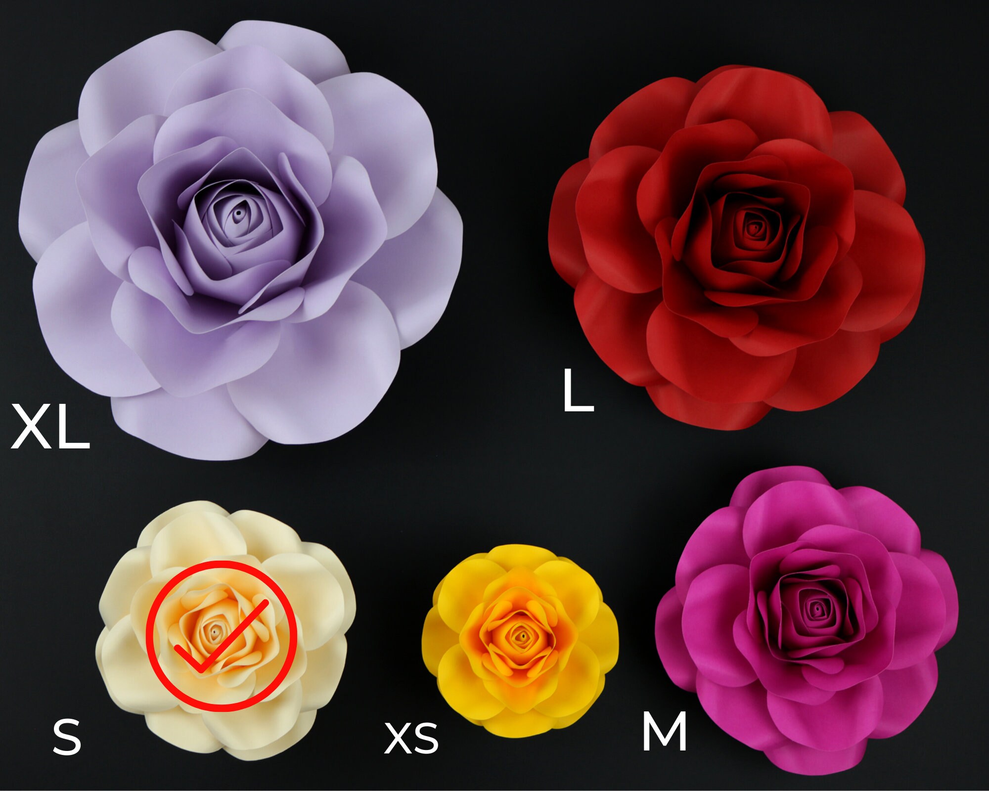 Small Paper Flower Template PDF Printable Rose Template Size S Paper ...