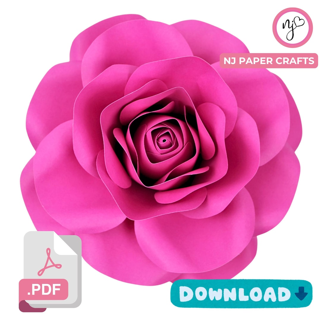 Medium Size Paper Flower Template PDF Printable Rose Template DIY Paper ...