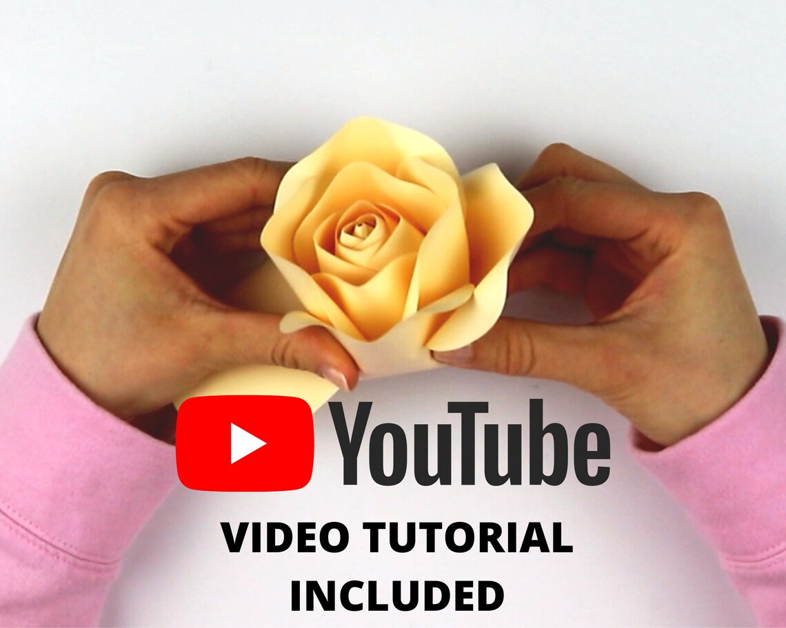 Small Paper Flower Template PDF Printable Rose Template Size S Paper ...