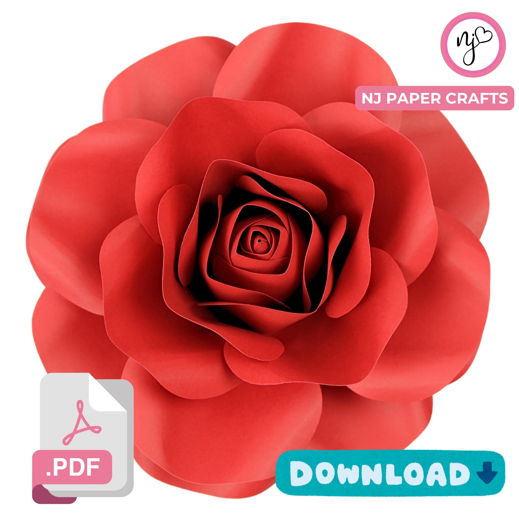 Large Paper Flower Template PDF Printable Rose Template DIY Paper Rose ...