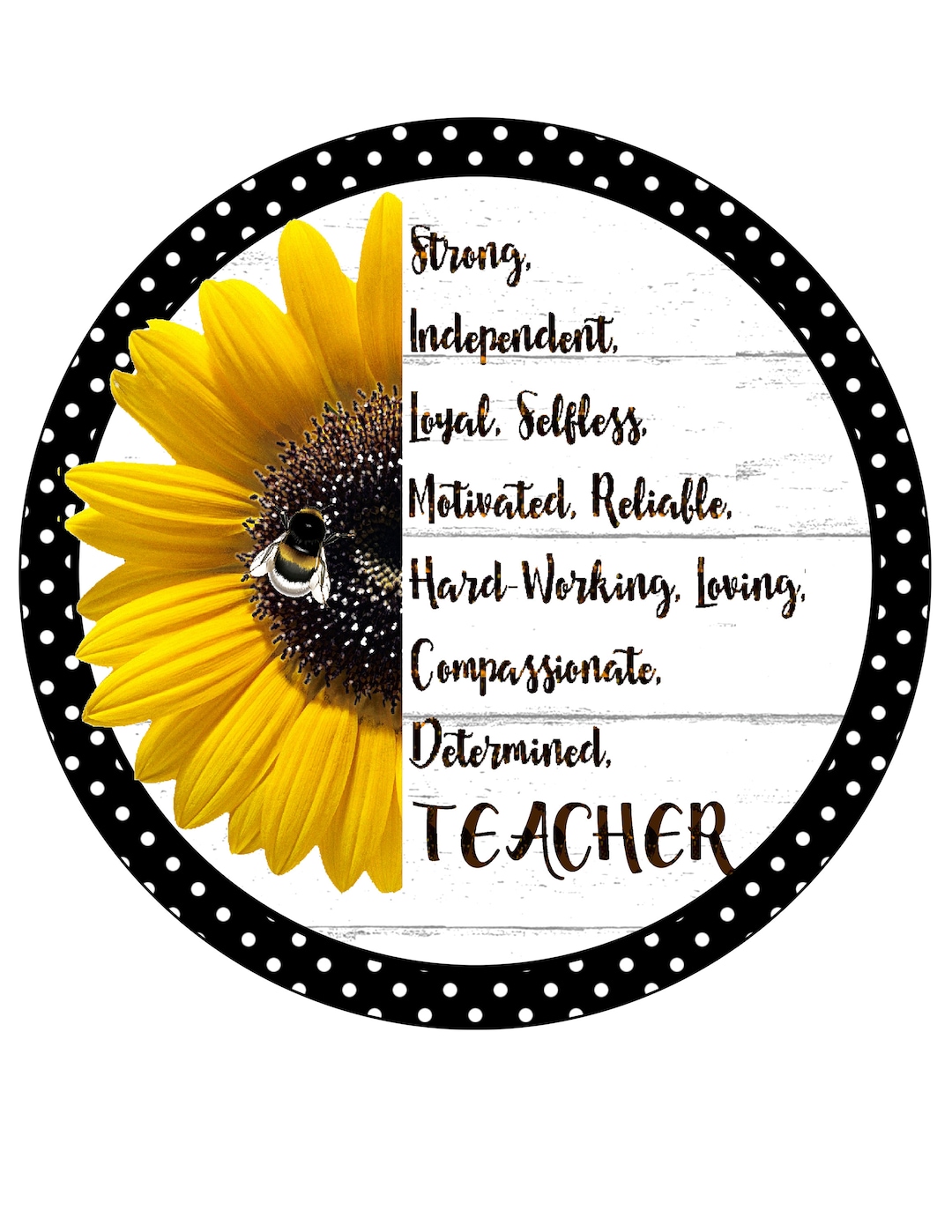 Teacher Appreciation Sunflower Sign, Wreath Round Door Hanger Sign ...