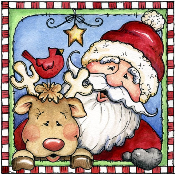 Christmas Wreath Sign Christmas Santa & Deer Christmas Sign - Etsy