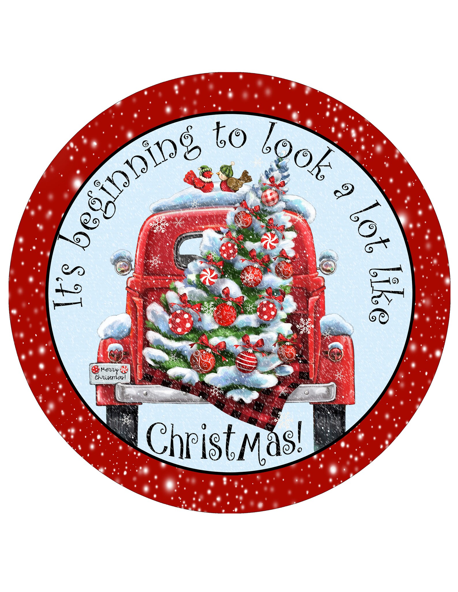 Christmas Vintage Red Truck With Christmas Tree It's - Etsy