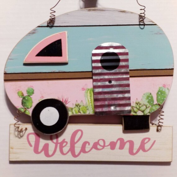 Welcome Camper Sign Welcome Wreath Sign RV Camper Sign Camper - Etsy