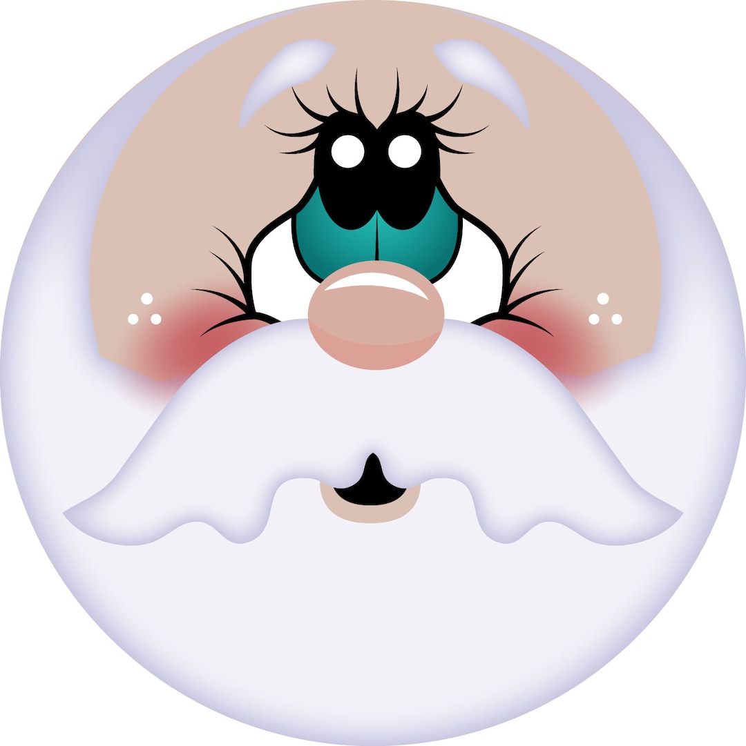 Santa Faces Cute Santa Mrs Santa Wreath Face Graphics - Etsy