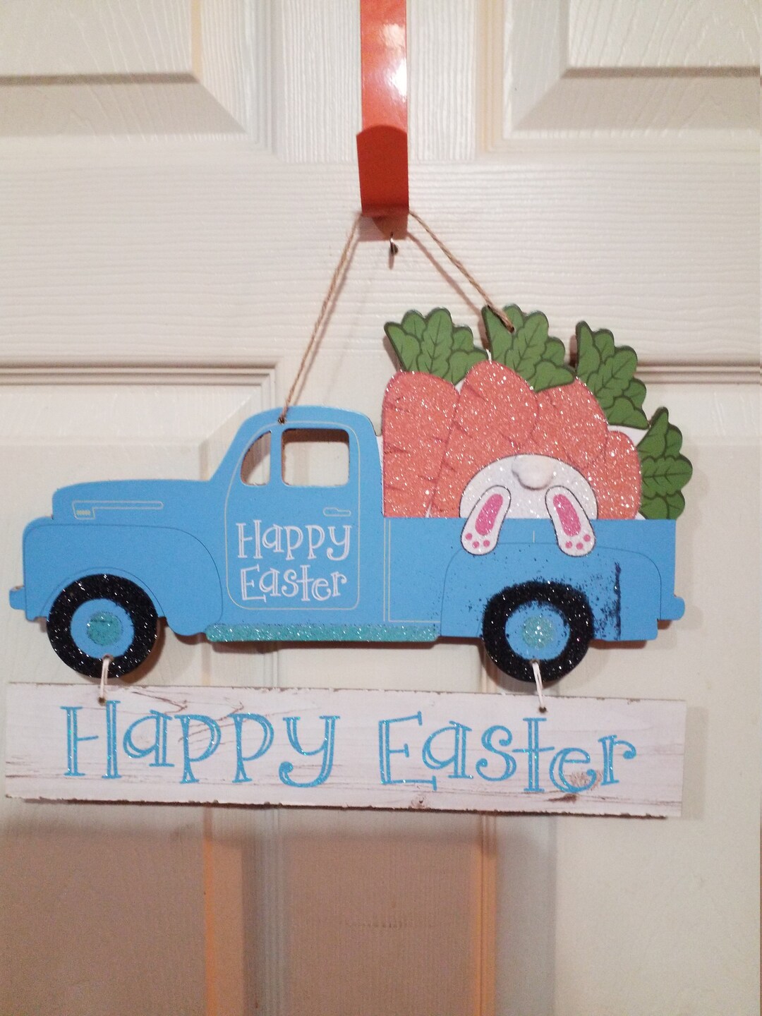 Happy Easter Glitter Hanging Door Sign Spring Decorations Indoor Decor ...