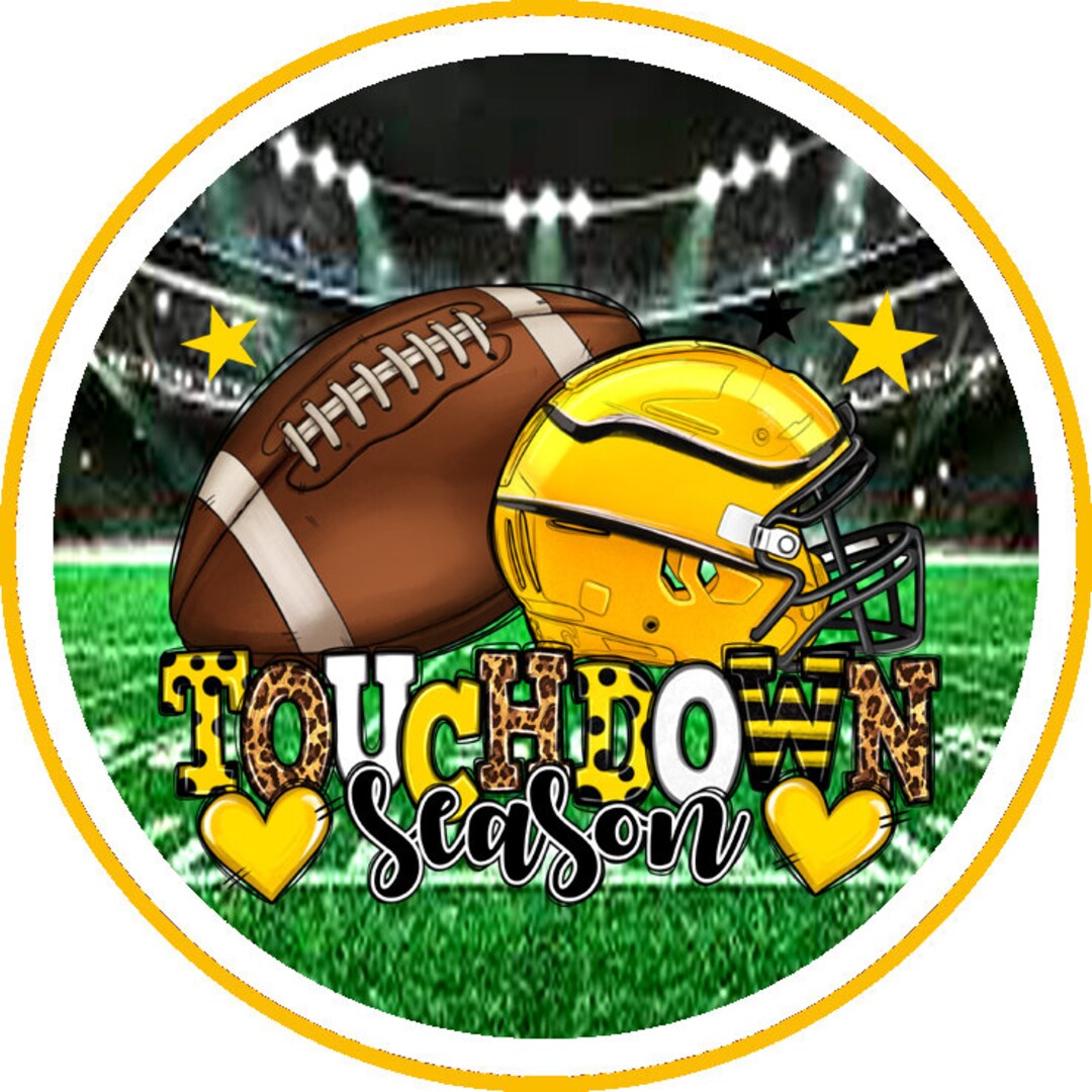 Football Touchdown Season Helmet Wreath Sign Round Metal Wreath Sign ...