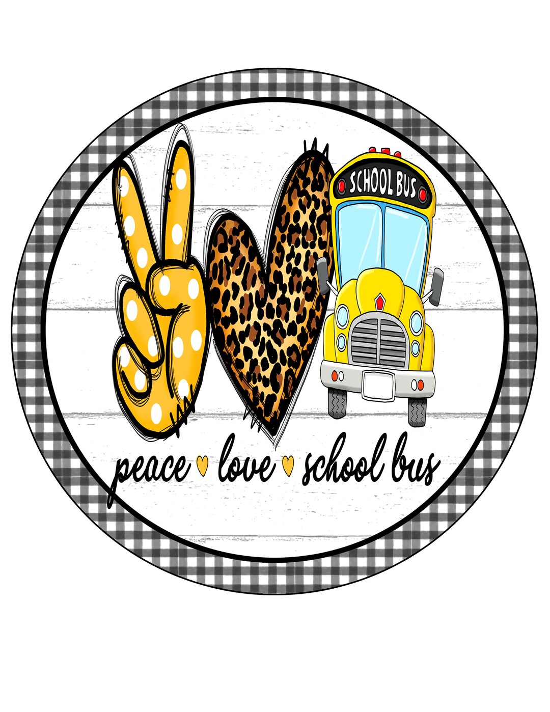 Peace Love School Bus Wreath Sign, Pencil, World Map, Books Shelves ...