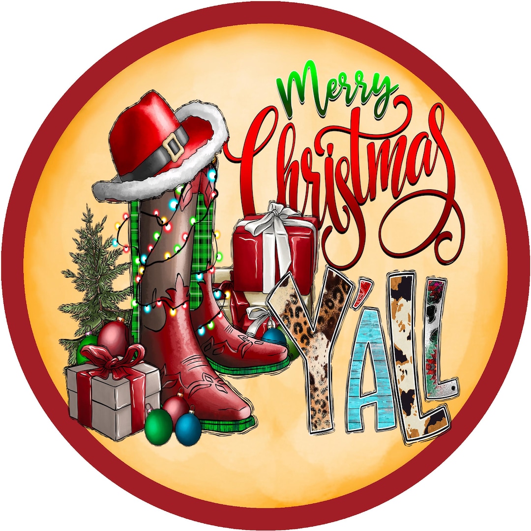 Western Christmas Sign, Merry Christmas Y'all Sign Western Holiday ...