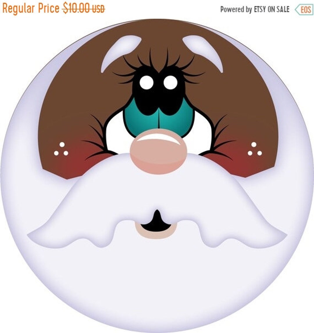 Santa Faces Cute Santa Mrs Santa Wreath Face Graphics - Etsy