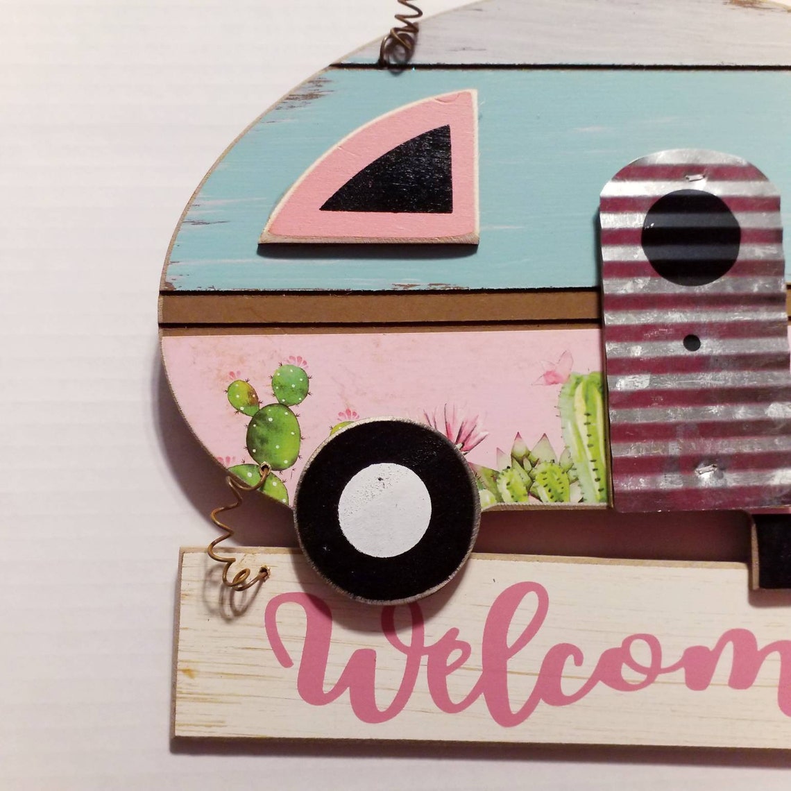 Welcome Camper Sign Welcome Wreath Sign RV Camper Sign Camper - Etsy