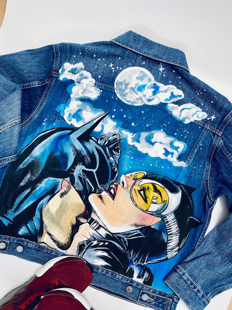 Hand Painted Denim Jacket Pop Art Jacket Custom Jacket With - Etsy