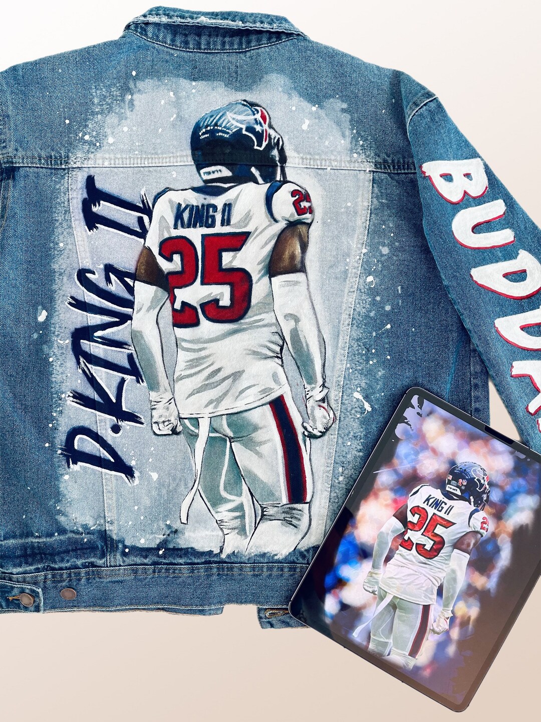 Hand Painted Portrait Denim Jacket: Custom Valentine Gift - Etsy