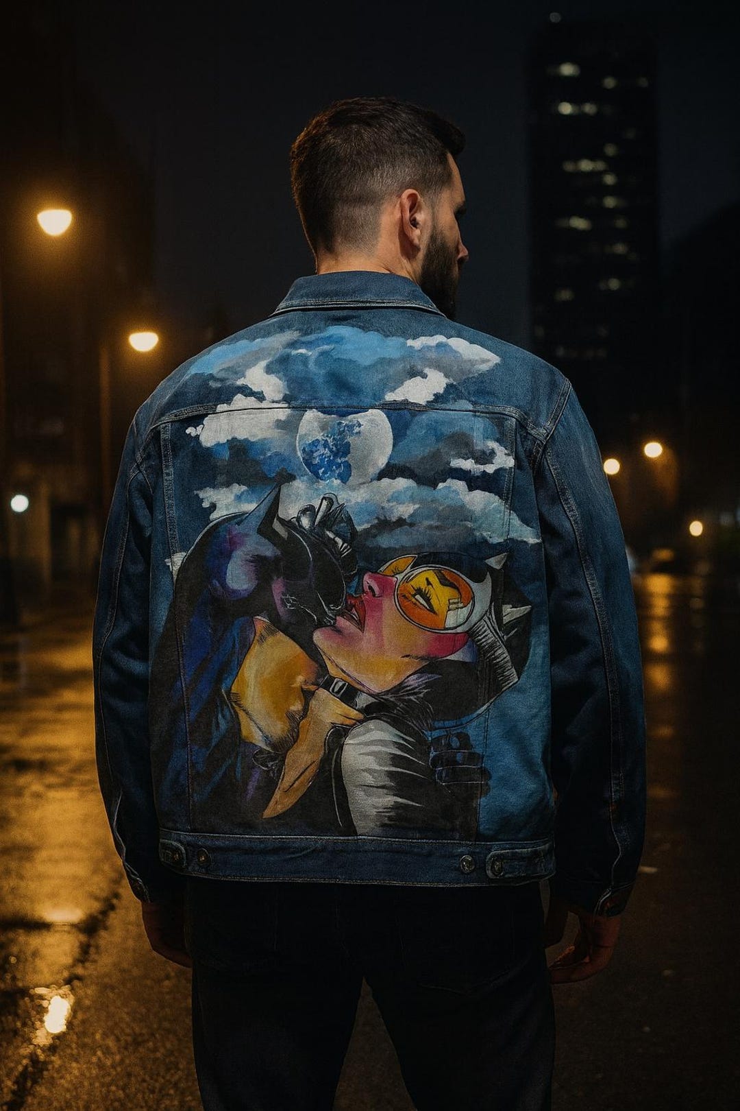 Birthday Gift for Him – Custom Batman & Catwoman Denim Jacket | Hand ...