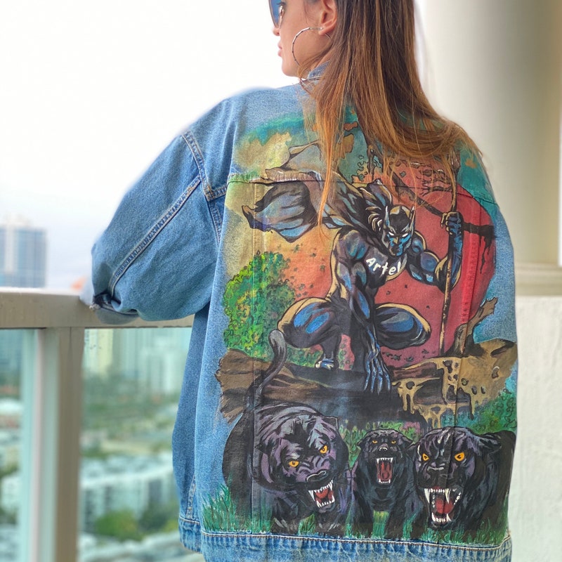 Painted Denim Jacket - Etsy