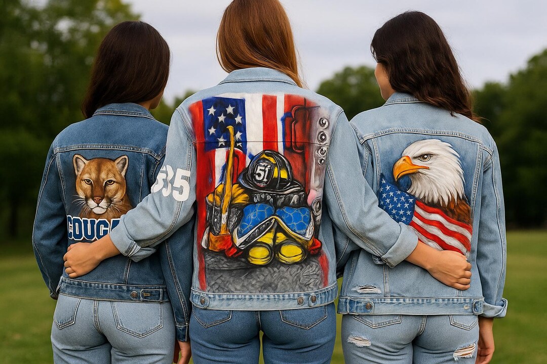 Hand-painted Firefighter Denim Jacket – American Flag Hero Tribute - Etsy
