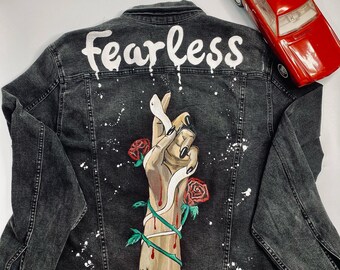 Hand Painted Denim Jacket Pop Art Jacket Custom Jacket With - Etsy