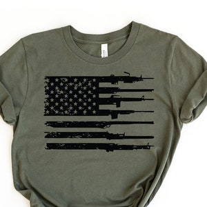 Distressed American USA Gun Flag, Patriotic Shirt, Bullet, Rifle, 2nd ...