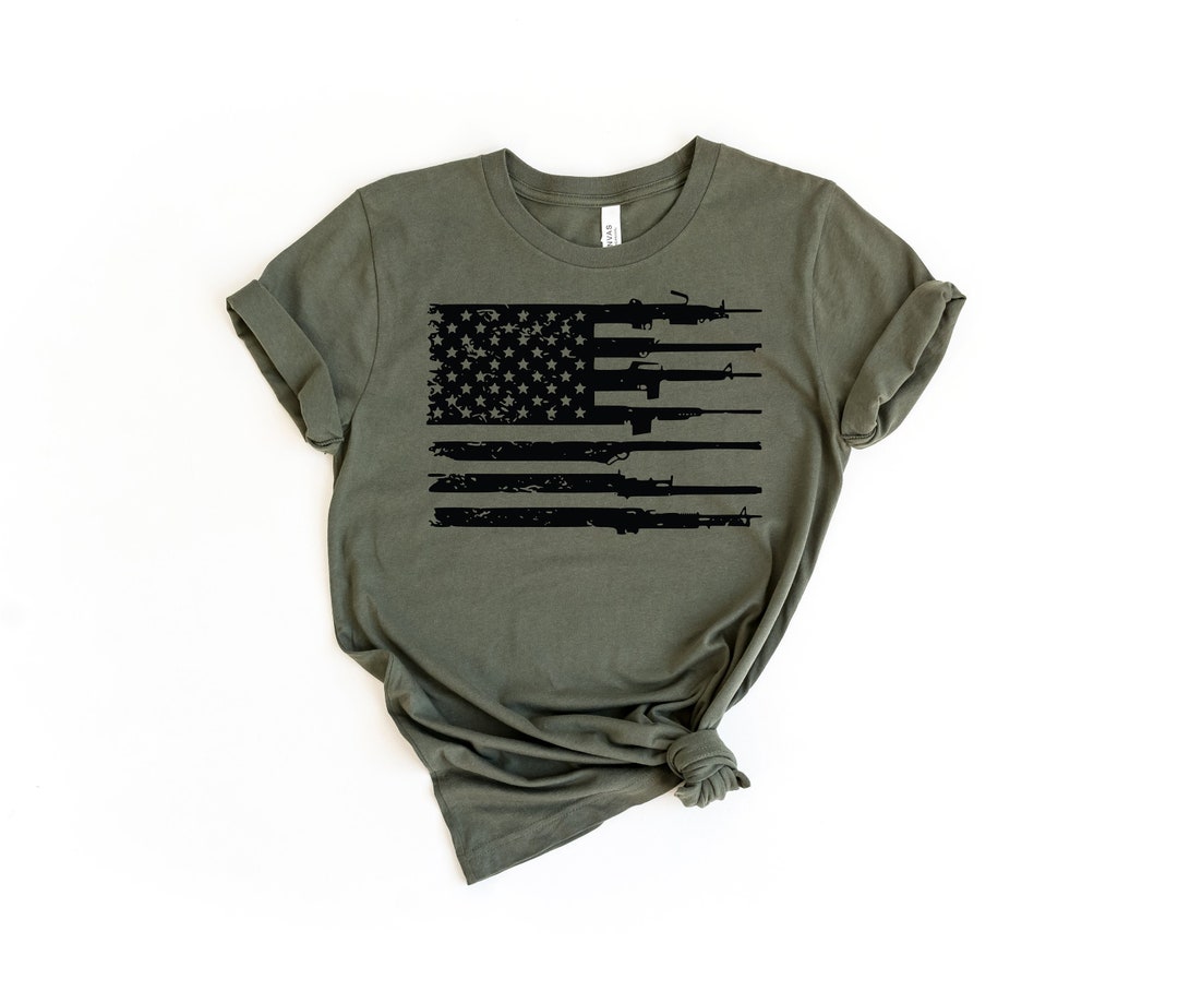 Distressed American USA Gun Flag, Patriotic Shirt, Bullet, Rifle, 2nd ...