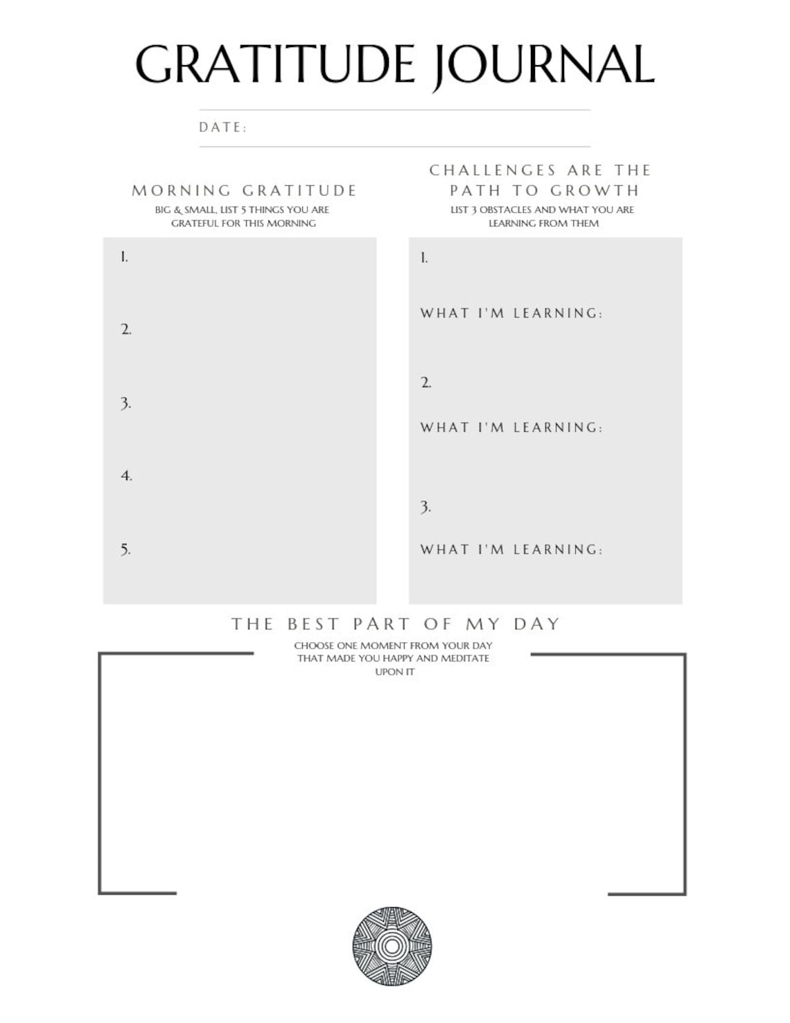 Gratitude Journal Printable Weekly Planner Page Life - Etsy