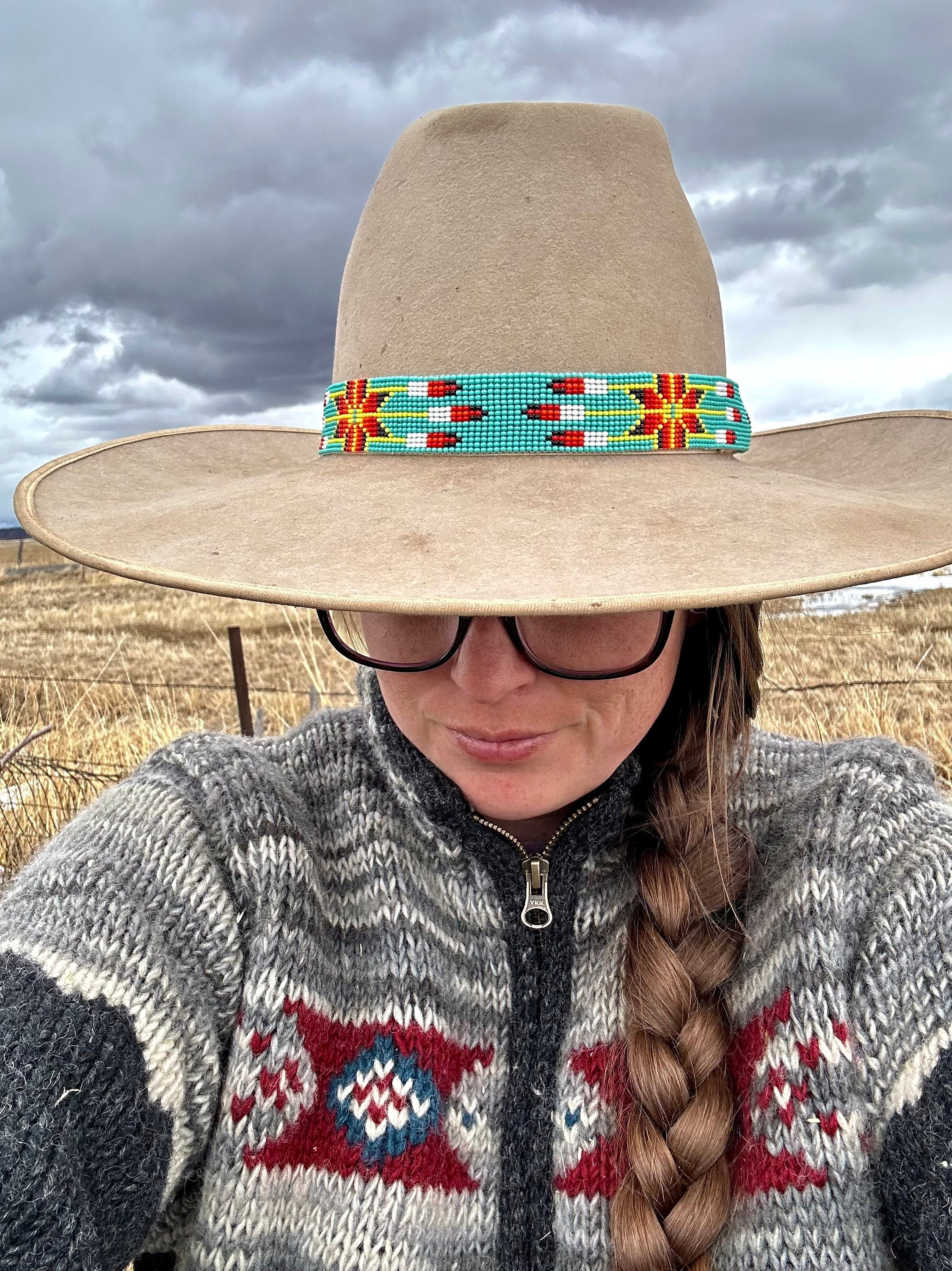 Bright Beaded Cowboy Hatband - Etsy