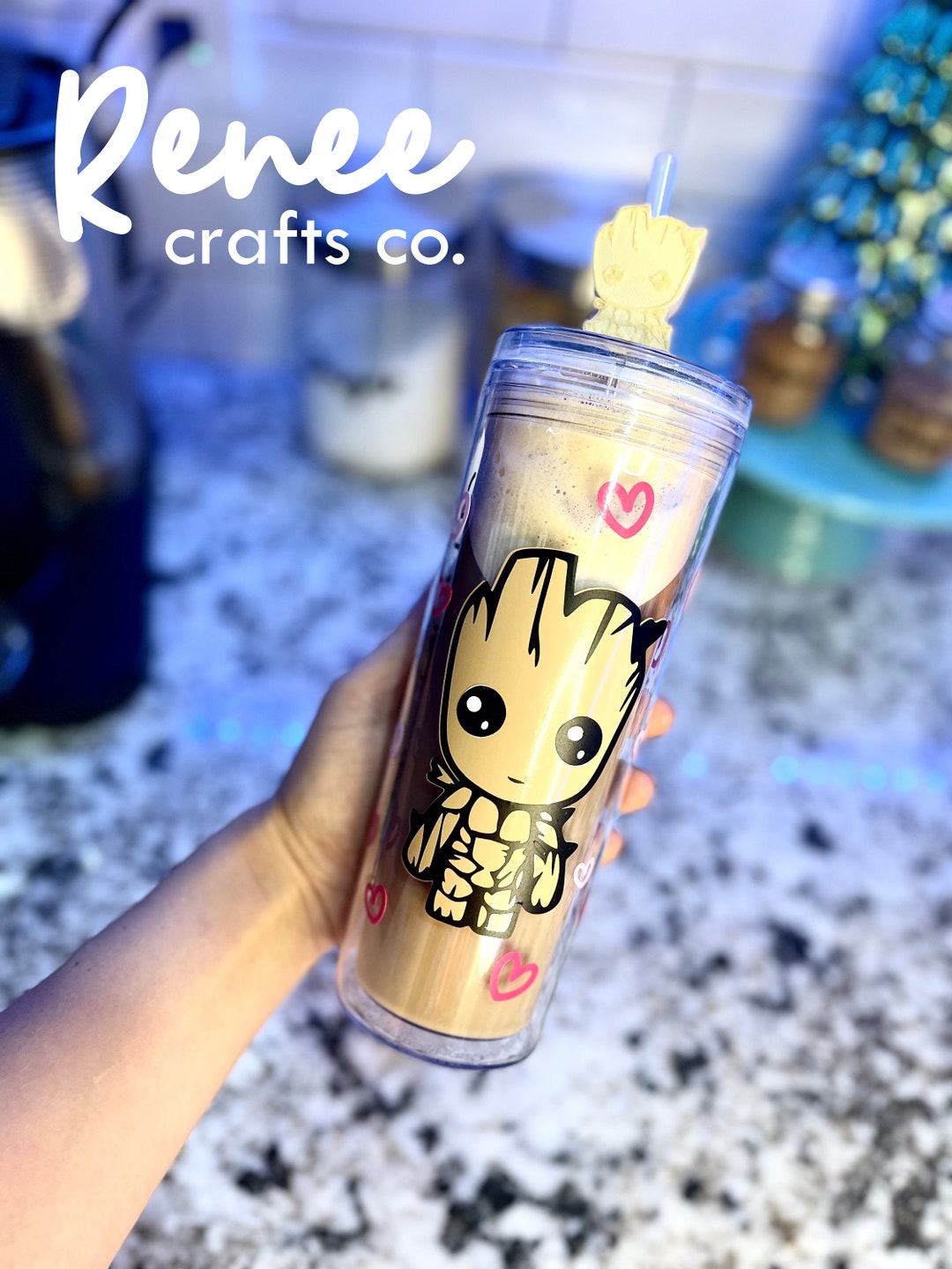 I Am Groot Coffee Cold Cup With Straw Topper & Keychain Included Marvel ...
