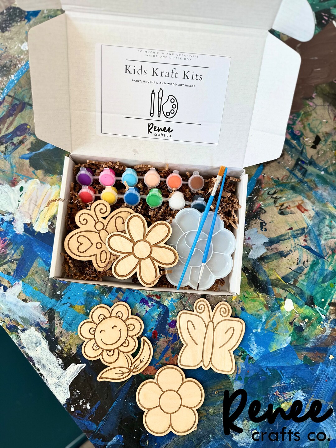 DIY Flower Coloring Kit for Kids, Wooden Paint Kit, Wooden to Paint ...