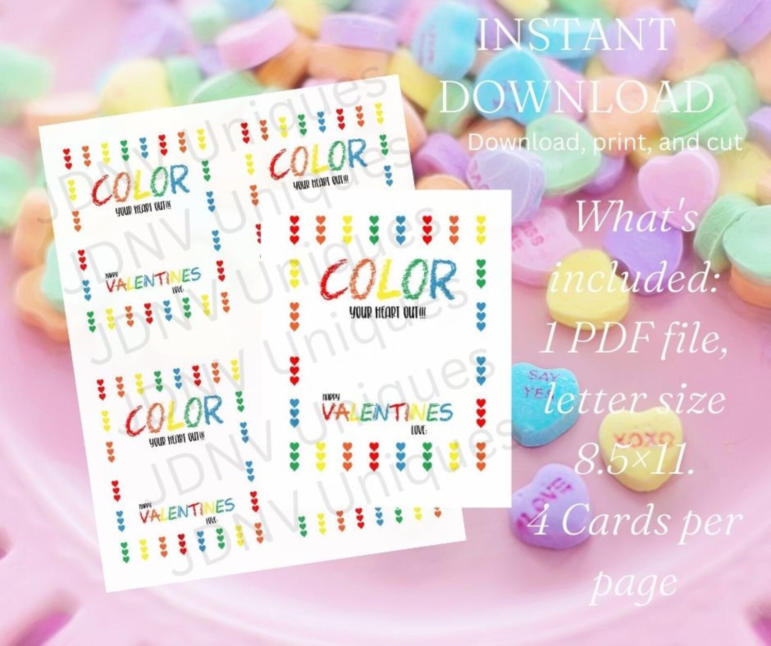 Printable Valentine's Day Cards, Color Your Heart Out, Valentine's Day ...