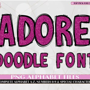 Pink Glitter Doodle Letters PNG, Glitter Doodle Font, Glitter Doodle ...